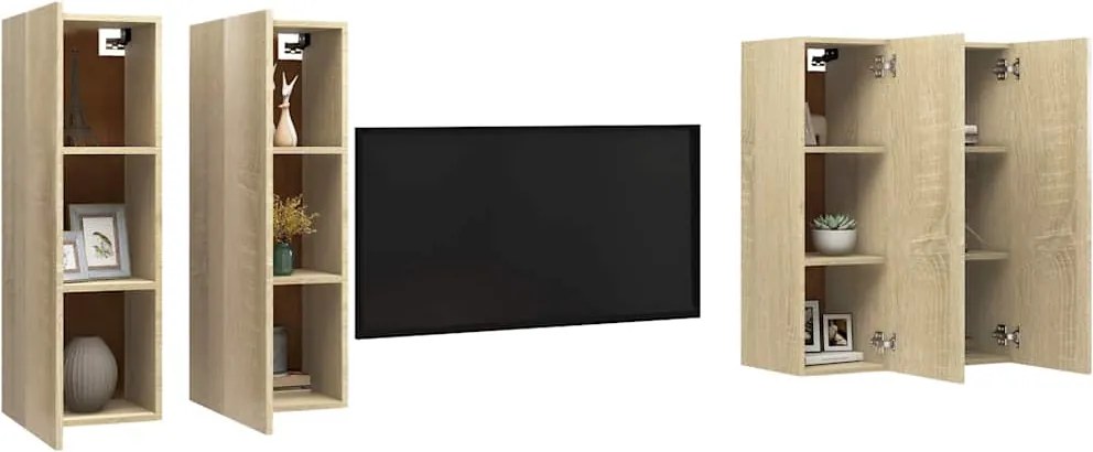 TV skříňky 4 ks dub sonoma 30,5 x 30 x 90 cm kompozitní dřevo 3079056