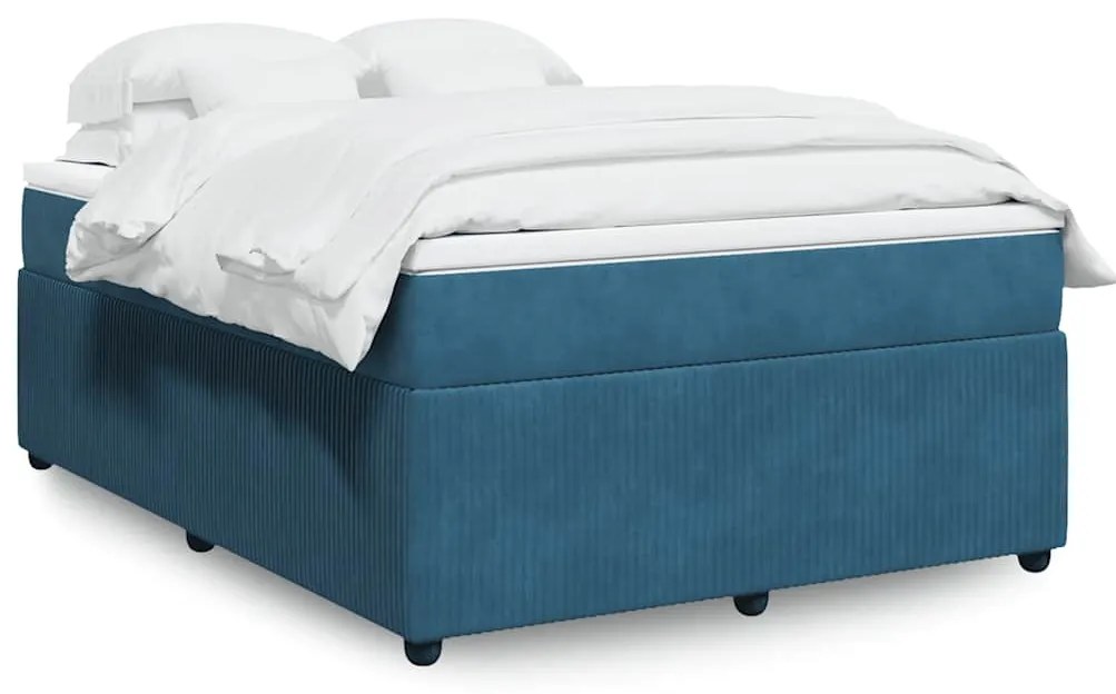 Box spring postel s matrací tmavě modrá 160x200 cm samet 3285654