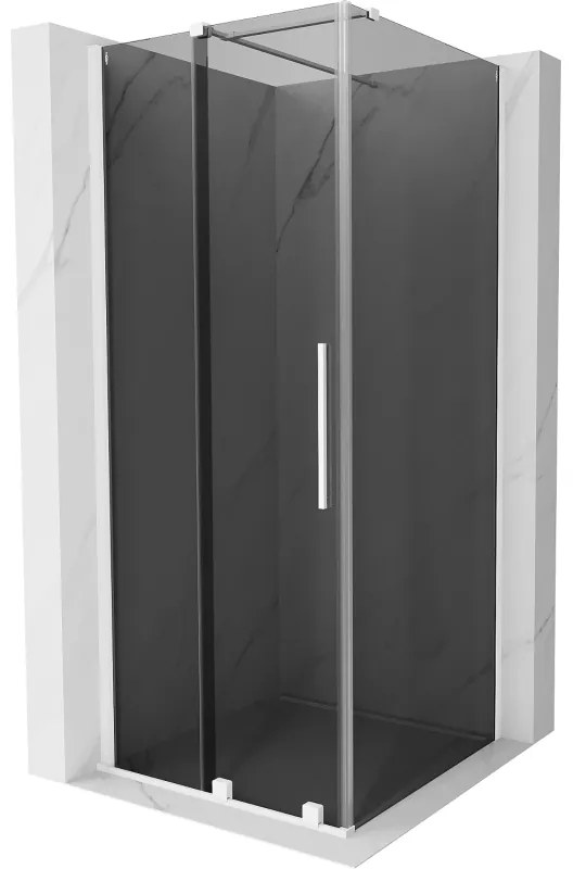 Mexen Velar, sprchový kout s posuvnými dveřmi 100 x 100 cm, 8mm šedé sklo, bílá matná, 871-100-100-41-20