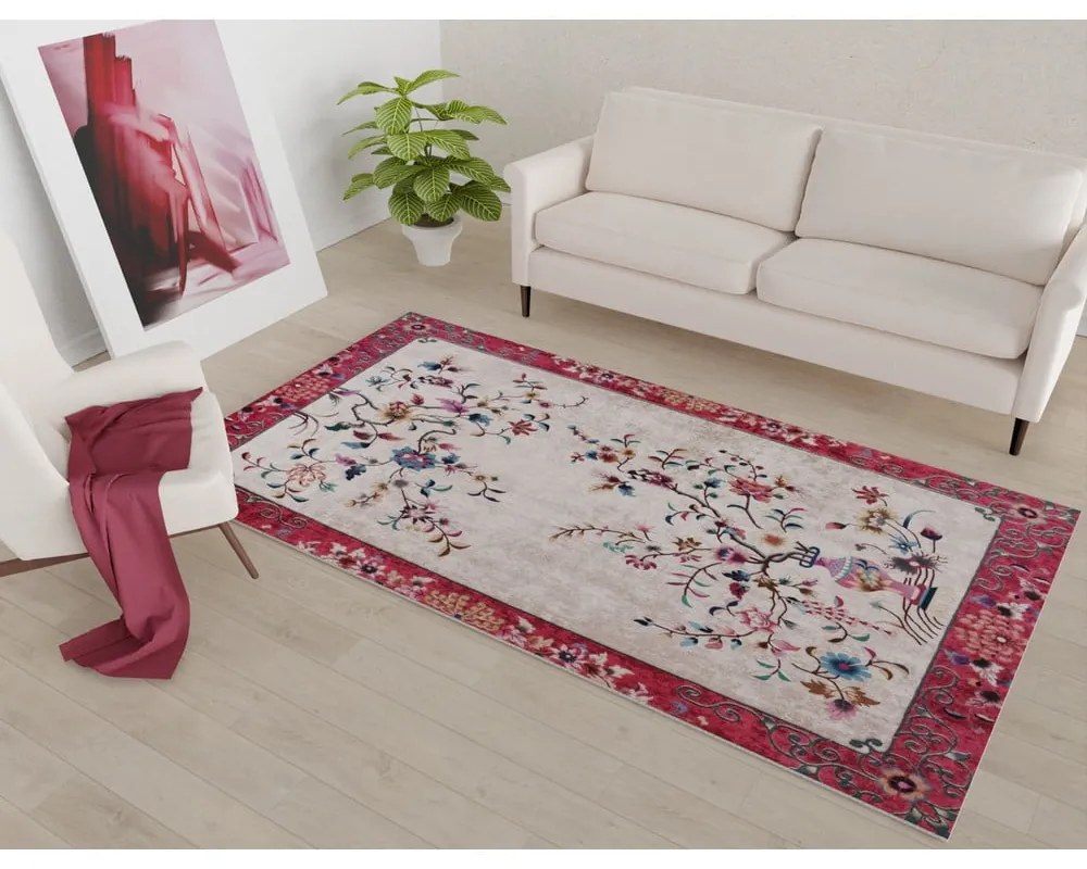 Červeno-krémový pratelný koberec 230x160 cm - Vitaus