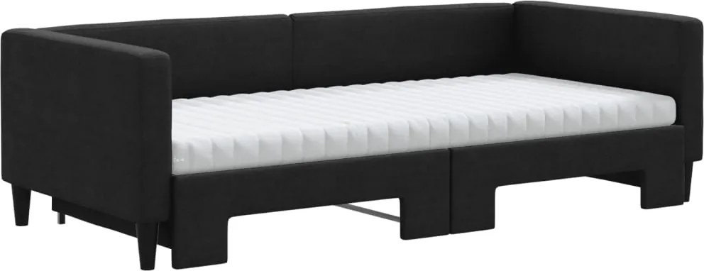 Válenda s přistýlkou a matracemi černá 90 x 200 cm textil 3196598