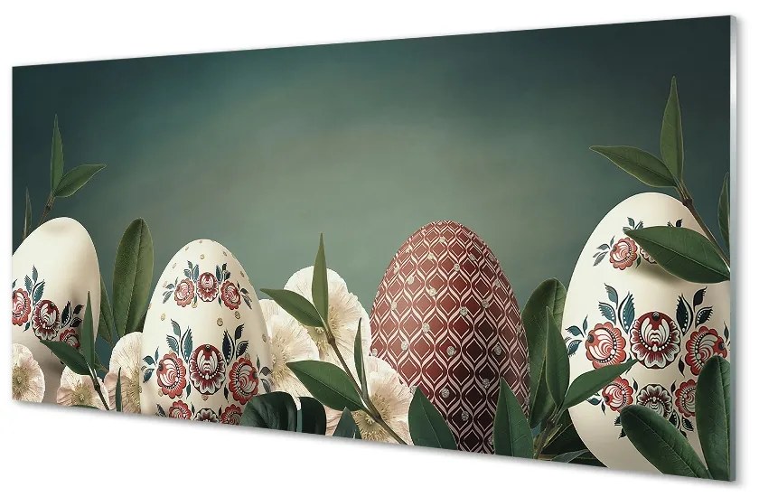 Obraz na skle Listy vejcem květiny 125x50 cm