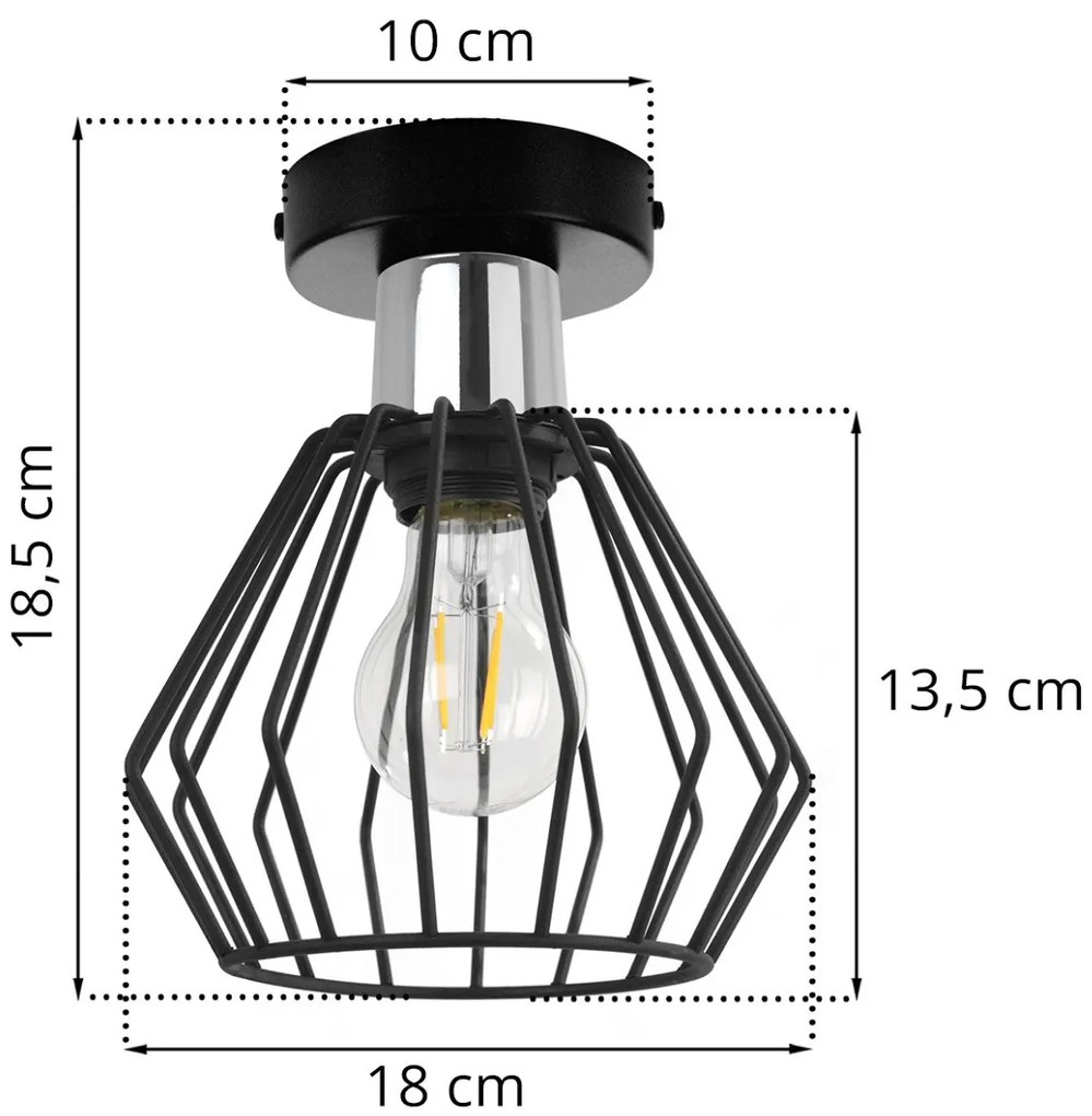 Stropní svítidlo Nuvola 4, 1x černé drátěné stínítko,