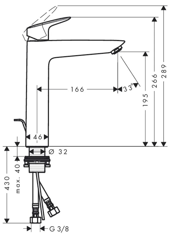 Hansgrohe Logis, páková umyvadlová baterie 190, s odtokovou soupravou, chromová, 71090000