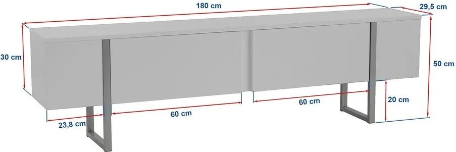 TV stolek v dekoru ořechu v tmavě přírodní barvě 180x50x29,5 cm Serenity – Kalune Design