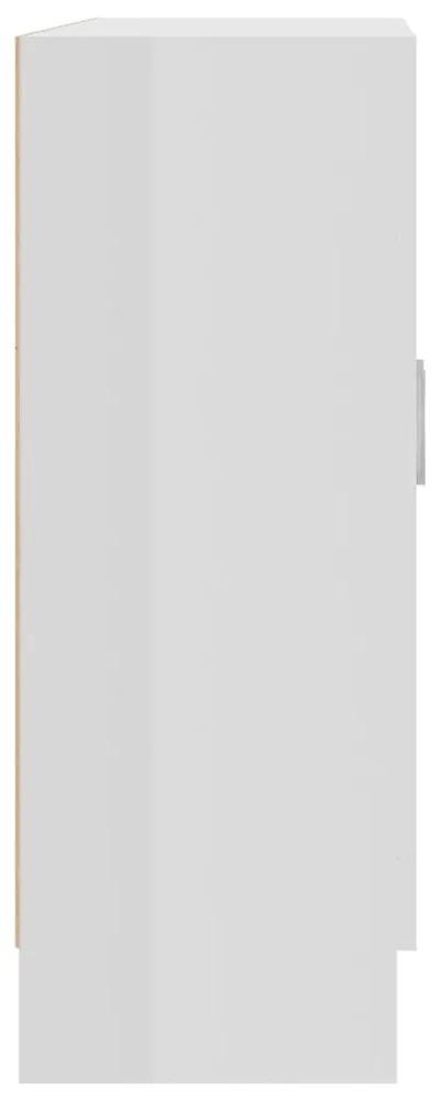 Petromila Prosklená skříň bílá vysoký lesk 82,5x30,5x80 cm dřevotříska