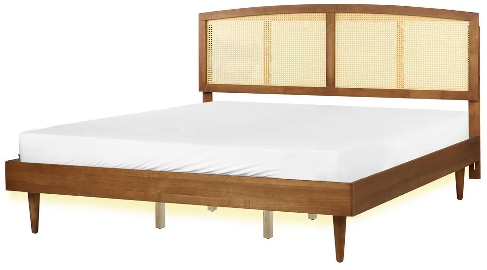 LED postel 180 x 200 cm ze světlého dřeva VARZY Beliani