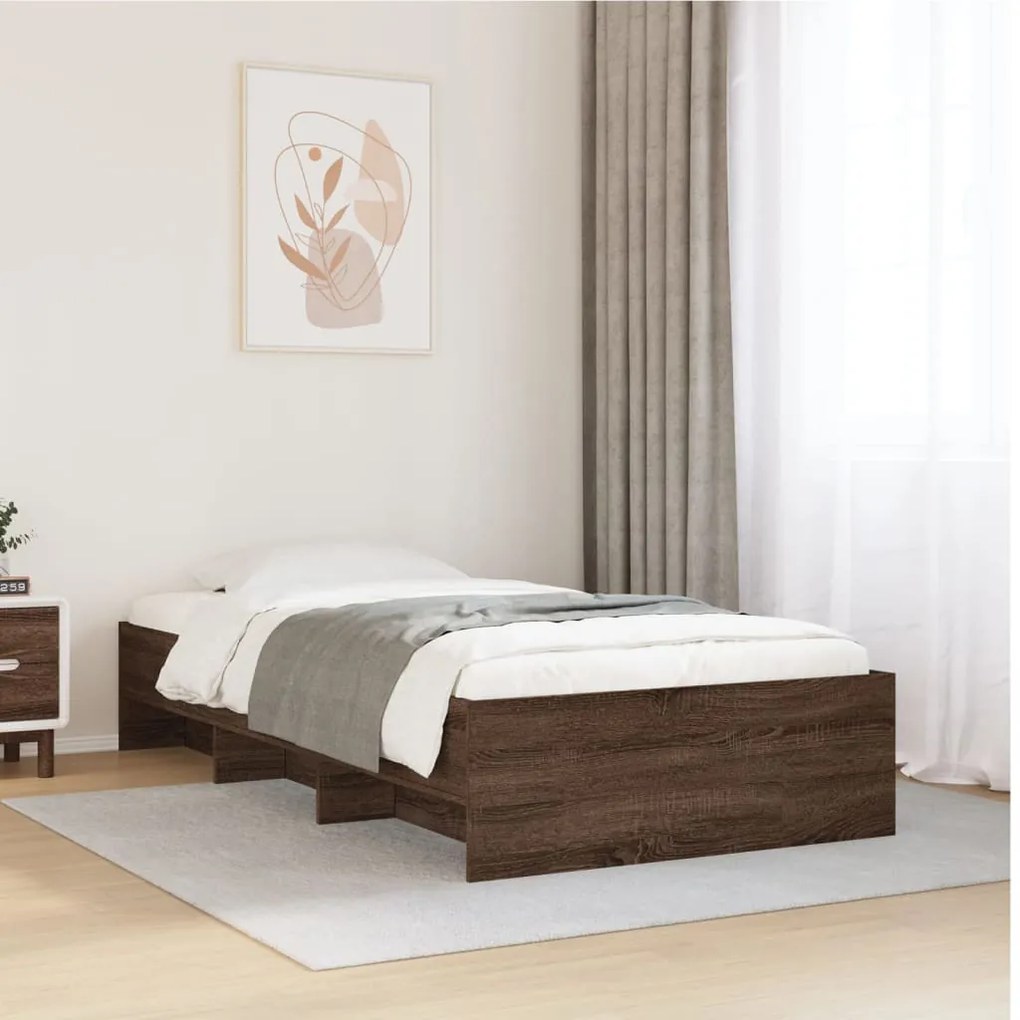 Rám postele bez matrace hnědý dub 90 x 190 cm kompozitní dřevo 3295708