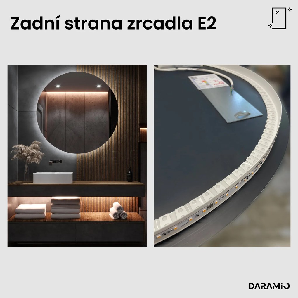 Kulaté zrcadlo do koupelny s LED osvětlením E2