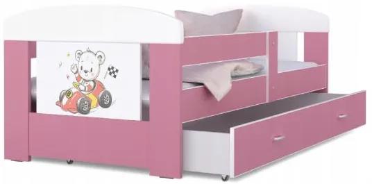Dětská postel 180 x 80 cm FILIP RŮŽOVÁ vzor MEDVÍDEK Rozměry postele: 180x80 cm