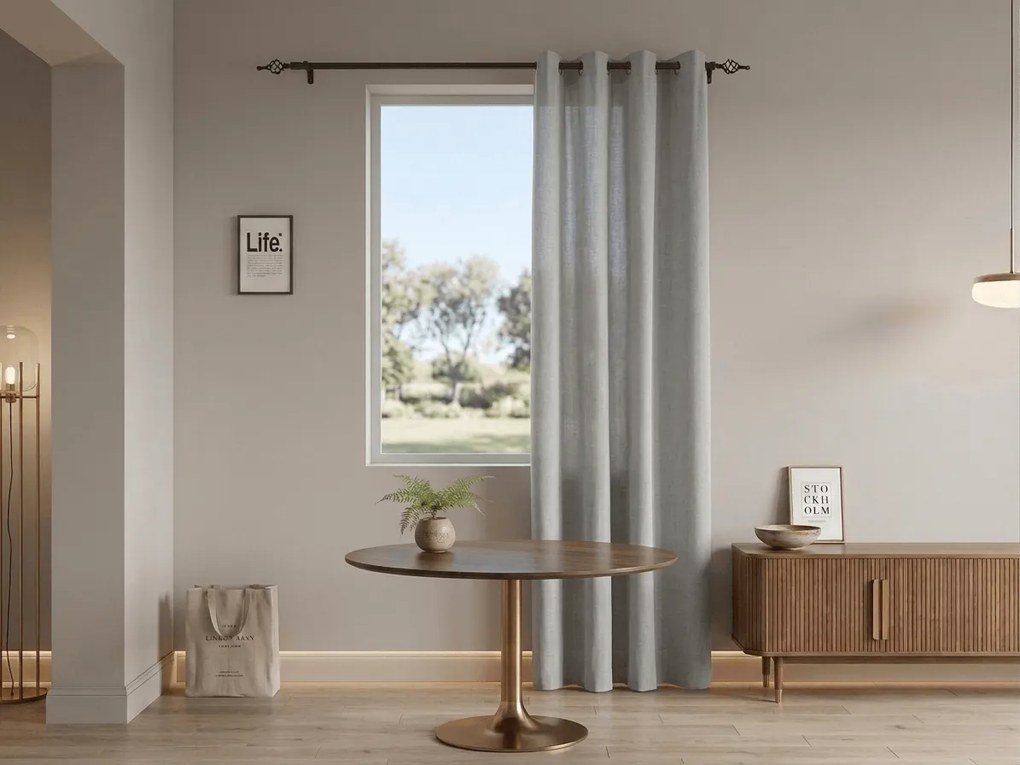 Závěs TAVIO 140x250 cm, světle šedý Zavěšení: Kovové kroužky
