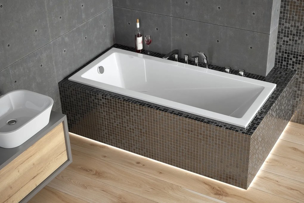 Besco Modern Slim obdélníková vana 140 x 70 cm akrylát bílá VANMOD14SLIM