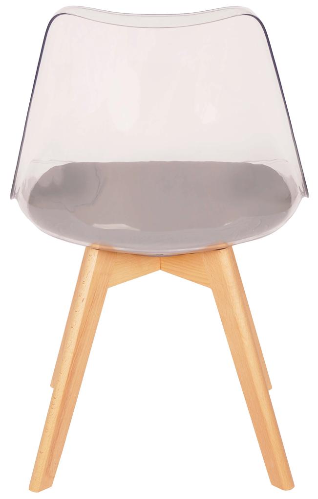 Transparentní židle s šedým sedadlem CAMILA