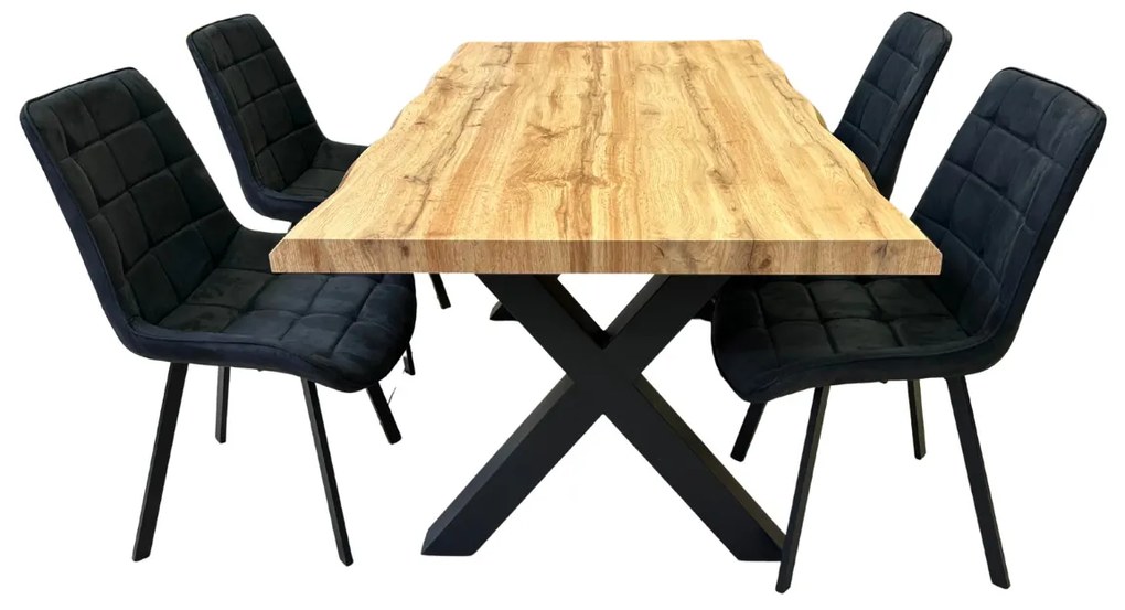 Vikio Jídelní set pro 4 osoby 160x90 cm dub-černá VJS116-41C