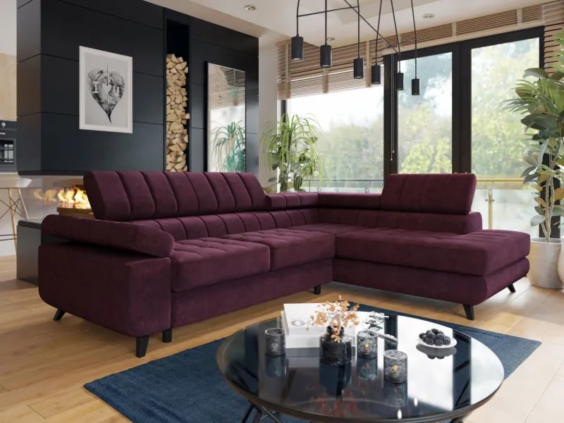 Rohová sedací souprava s funkcí spaní Elsie Premium, Potah: Zoya 04, Strana: pravá