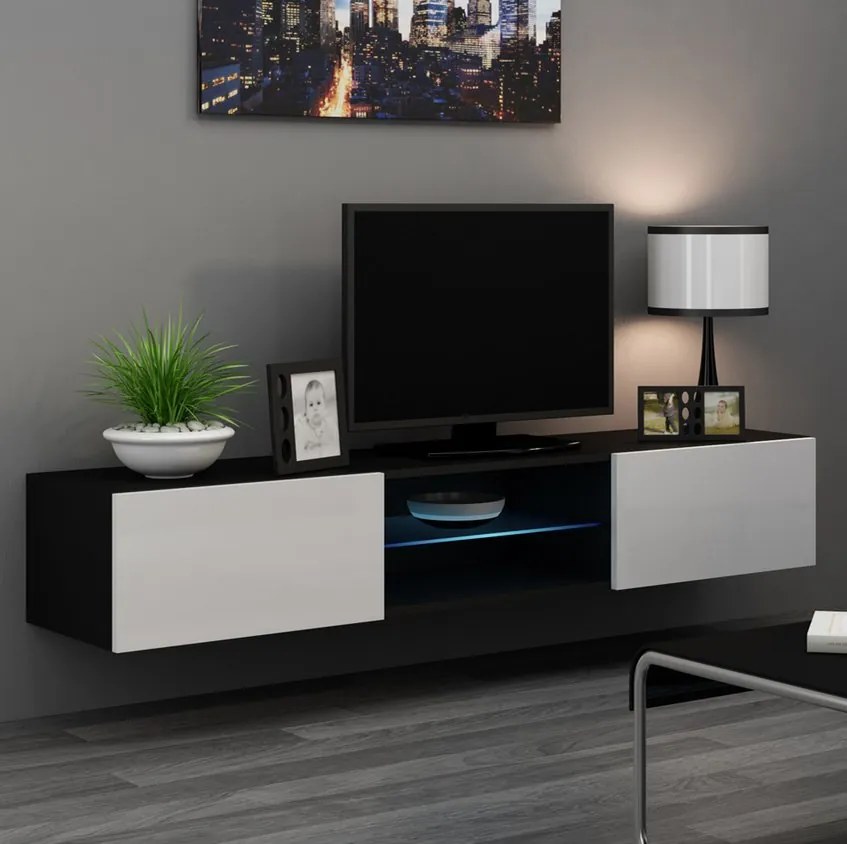 Nástěnný TV stolek CAMA VIGO 180 GLASS Barva: bílá/černá