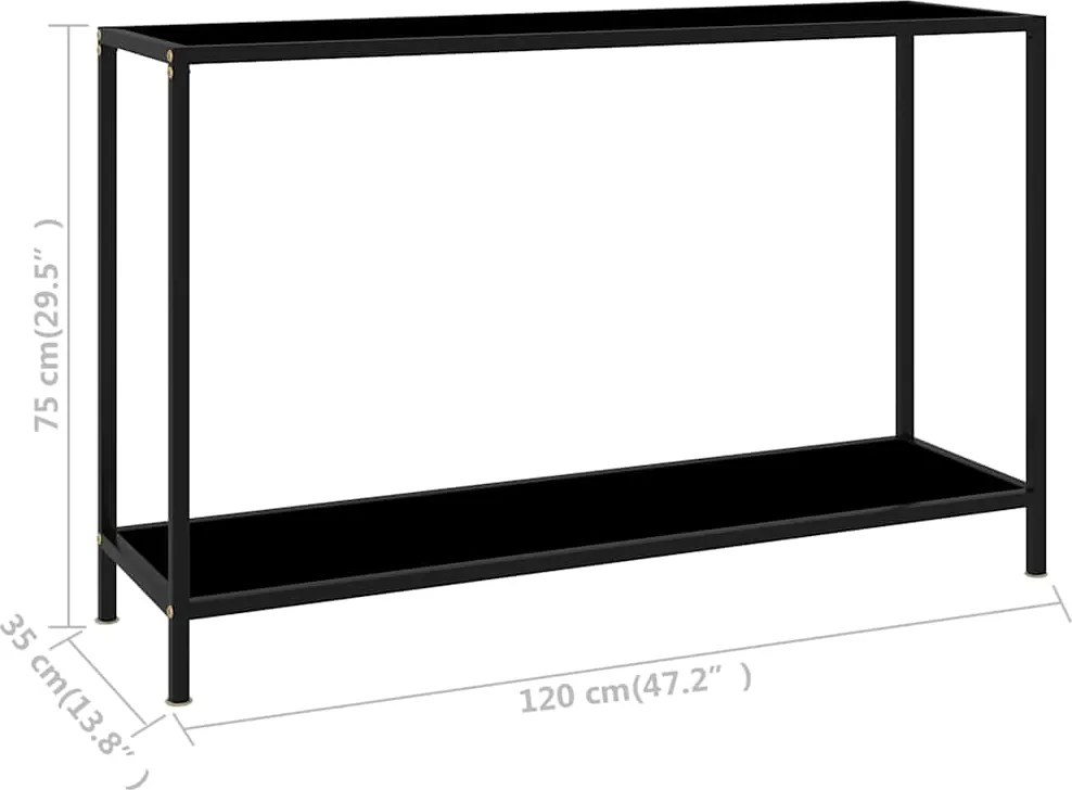 Konzolový stolek černý 120 x 35 x 75 cm tvrzené sklo 322840