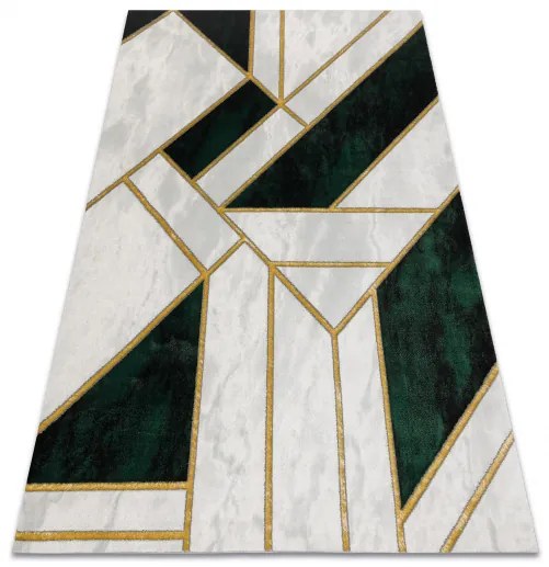 Kusový koberec EMERALD 1015 Luxusní mramor geometrický krémový zelený zlatý Rozměr: 120x170 cm