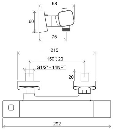 Ravak X070154 - Termostatická sprchová baterie FREE černá