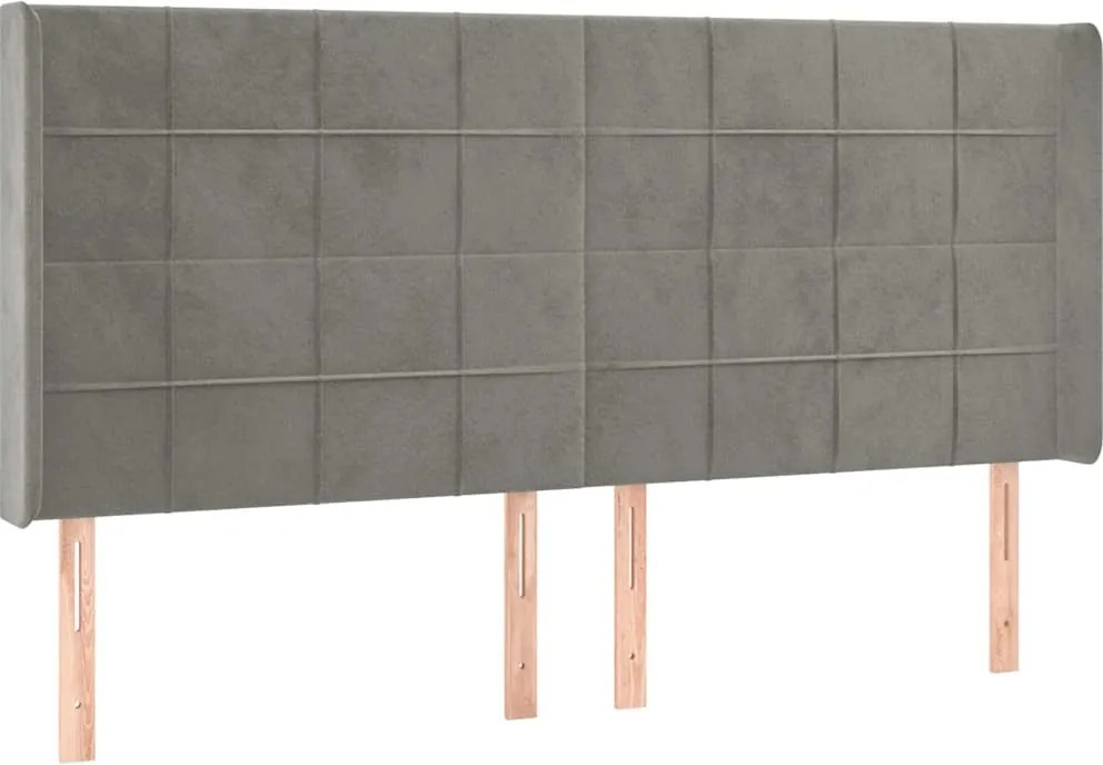 Čelo postele typu ušák světle šedé 183x16x118/128 cm samet 3119640