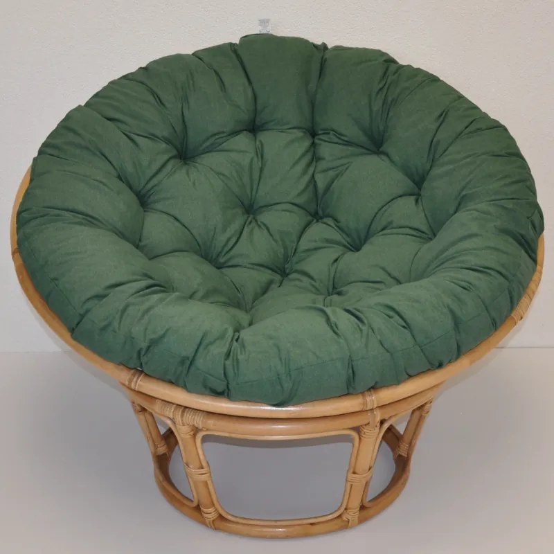 Relaxační papasan DEMETRIA — ⌀100 cm, ratan, látka, medová / více barev Bílý