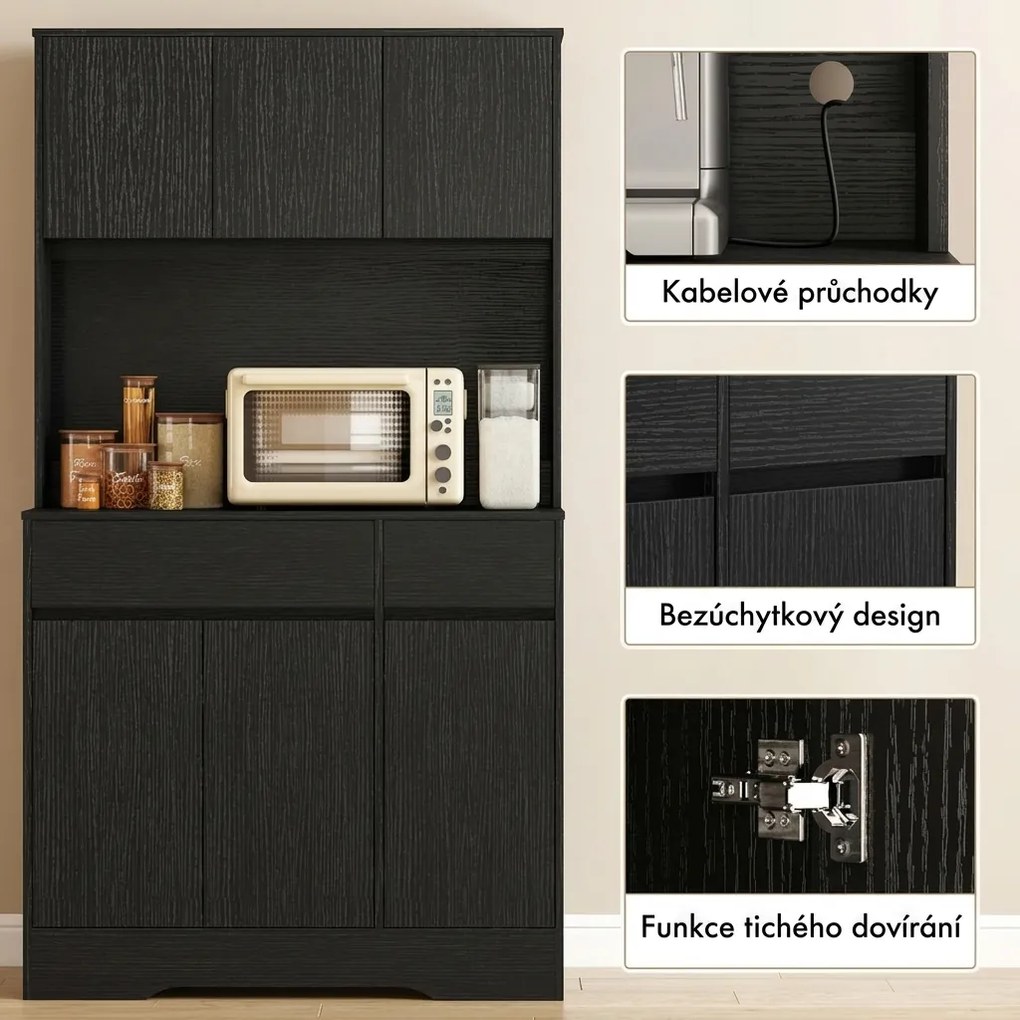 Kuchyňská skříň s úložným prostorem, černá, 100 x 38 x 180 cm 83A-248V90BK