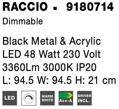 Nova Luce Stropní LED svítidlo RACCIO, 48W 3000K stmívatelné Barva: Černá