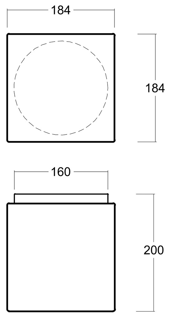 Osmont Apus 3, čtverhranné svítidlo z triplexového skla LED 8W 3000K, IP44, 18,4 x 18,4cm