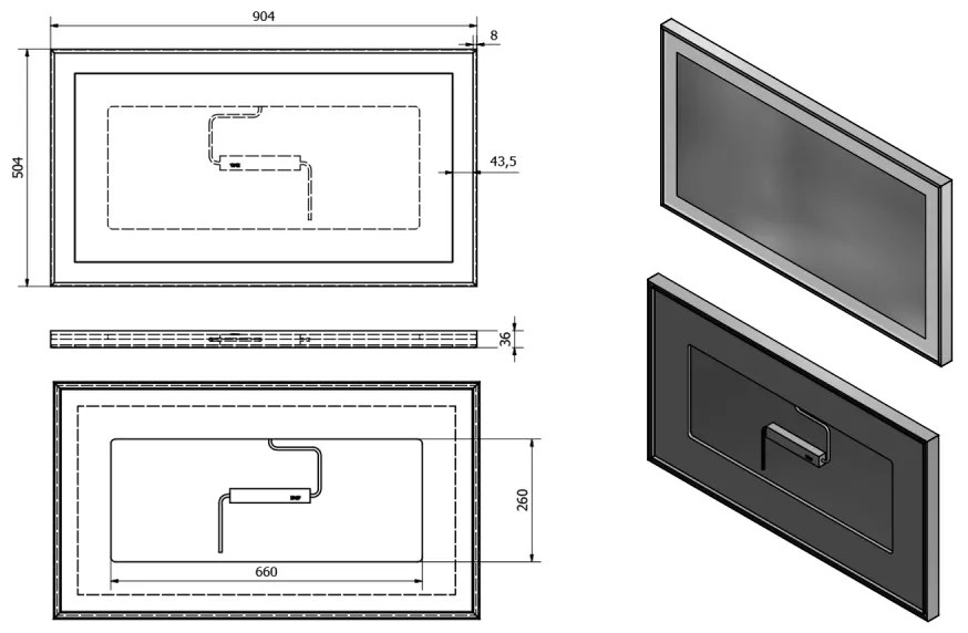 Sapho LUMINAR zrcadlo s LED osvětlením v rámu 900x500mm, chrom NL559