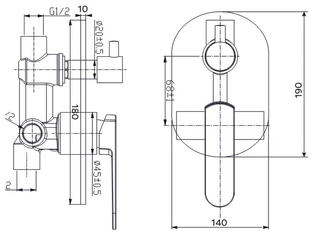 Mereo Mada sprchová podomítková baterie s přepínačem Mbox oválný kryt mosaz chrom CBQ60106MB