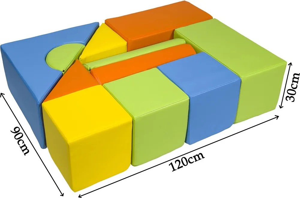 Pěnové kostky-obří stavebnice 11 ks pink-blue-yellow (pastel)