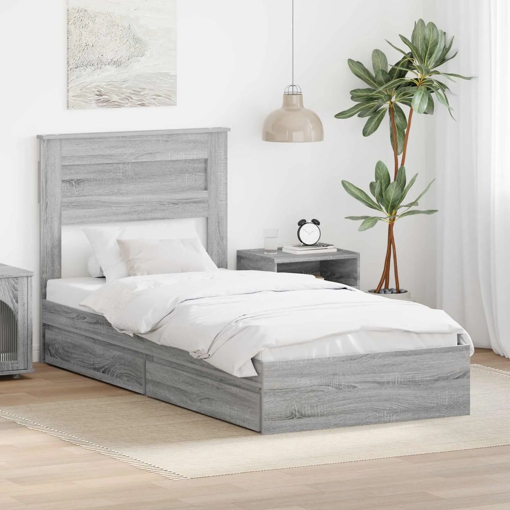 Postel s úložným prostorem se zásuvkou Šedá Sonoma 75 x 190 cm 3409952