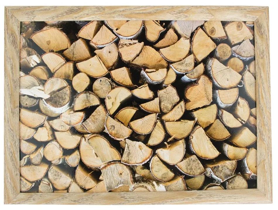 Podnos na nohy s motivem dřeva Fireplace wood - 43*33*7cm