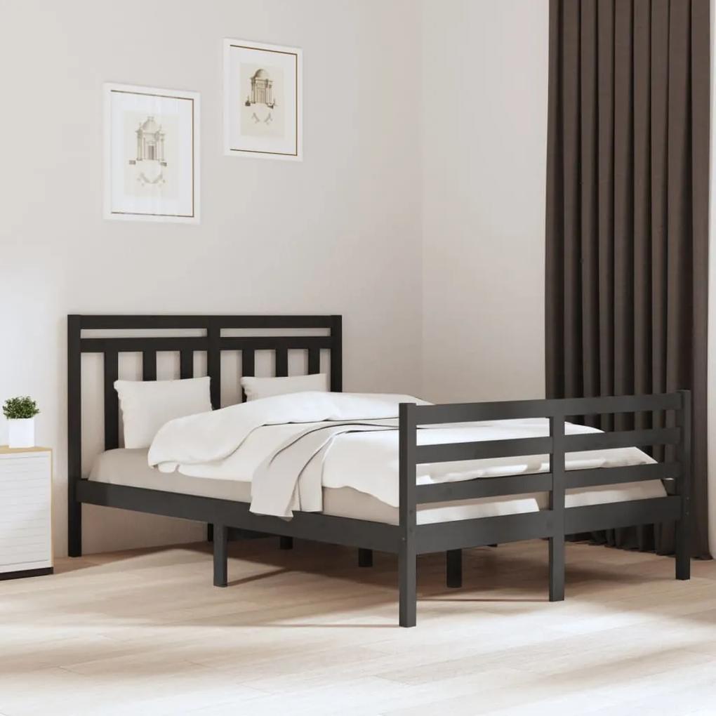 Rám postele šedý masivní dřevo 140 x 190 cm,  3105297