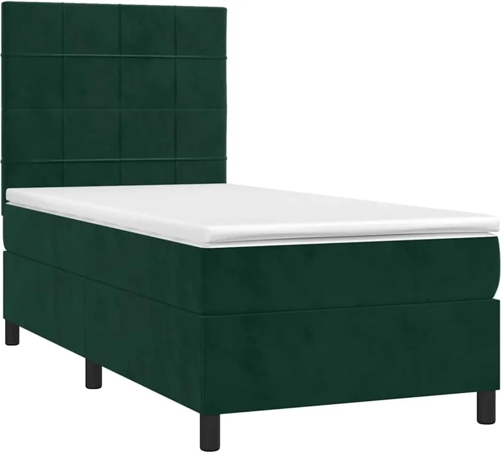 Box spring postel s matrací tmavě zelená 90x190 cm samet 3142998