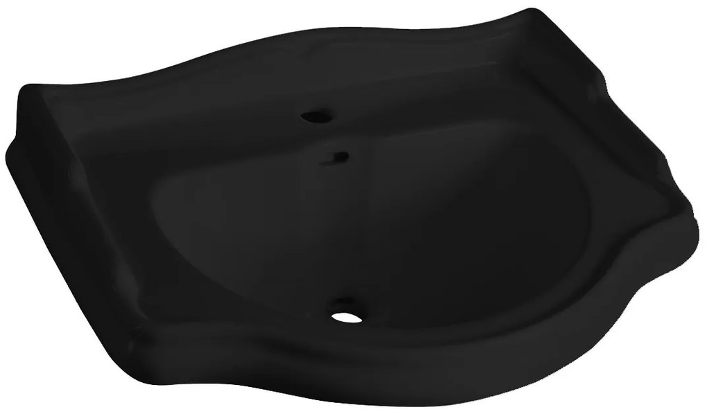 Kerasan Retro asymetrické umyvadlo 69 x 52 cm s otvorem pro btaerii s přepadem keramické černá mat 104631