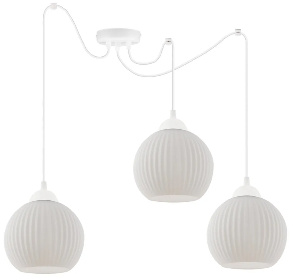 Závěsné svítidlo Riffle Round Spider, 3x bílé skleněné stínítko, w