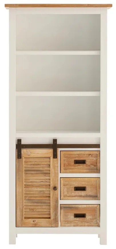 furniture-nabytek.cz - Masivní vysoká skříňka do koupelny Caprino z borovice a MDF, lakovaná, bílá a hnědá – 80×35×180 cm