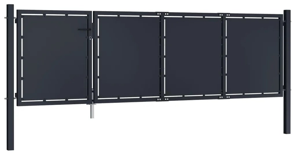 vidaXL Marketos Zahradní brána ocelová 350 x 75 cm antracitová