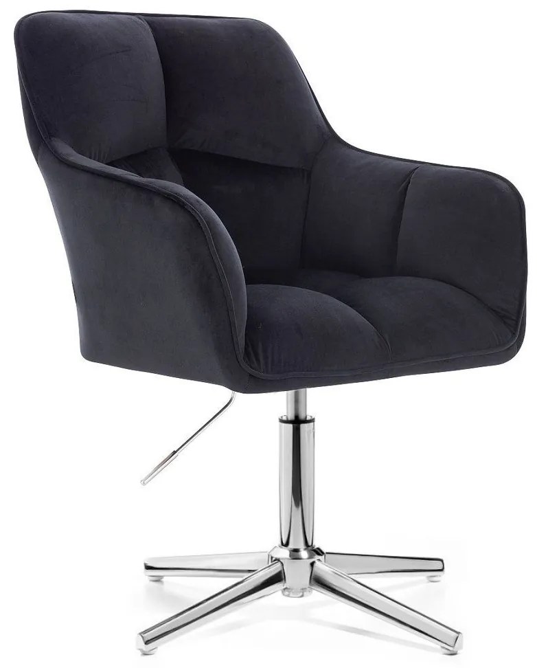 LuxuryForm DESIGN Otočné křeslo AMALFI VELUR na stříbrném kříži - černé