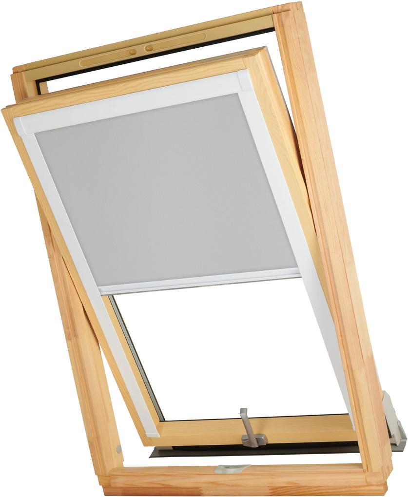 Dekodum Termoizolační roleta na střešní okno typu FAKRO 55x98 Barva látky: White Silver, Barva profilu: Stříbrná
