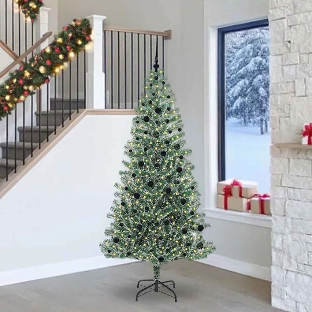 Umělý vánoční stromeček se sněhem a LED osvětlením 240 cm 3396834