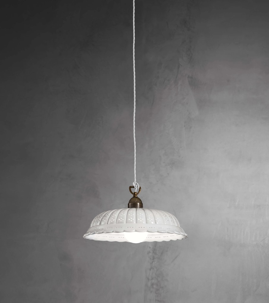 Il Fanale 061.09.OC Anita, rustikální závěsné svítidlo z antické mosazi keramiky, 1x15W LED E27, prům. 42cm