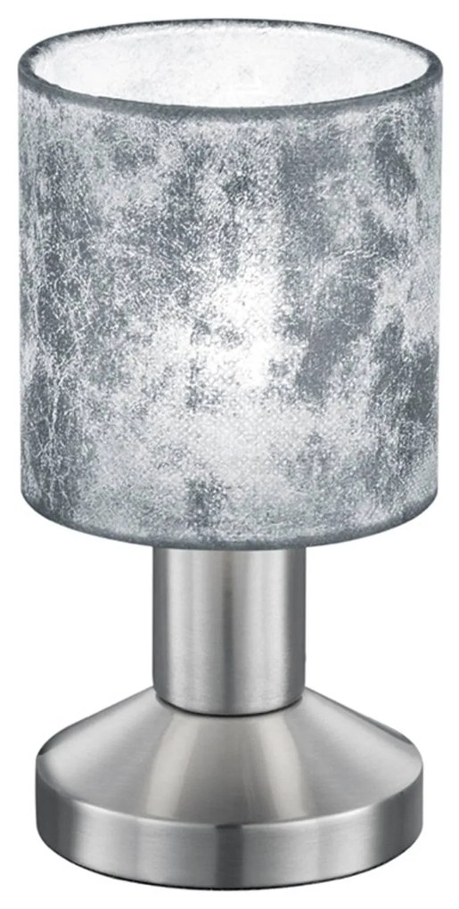 Stříbrná stolní lampa Garda s plastovým stínidlem