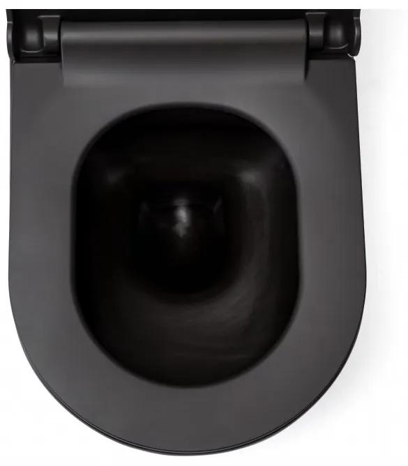 CERANO - Závěsná WC mísa Puerto, Rimless - černá matná - 35x50 cm