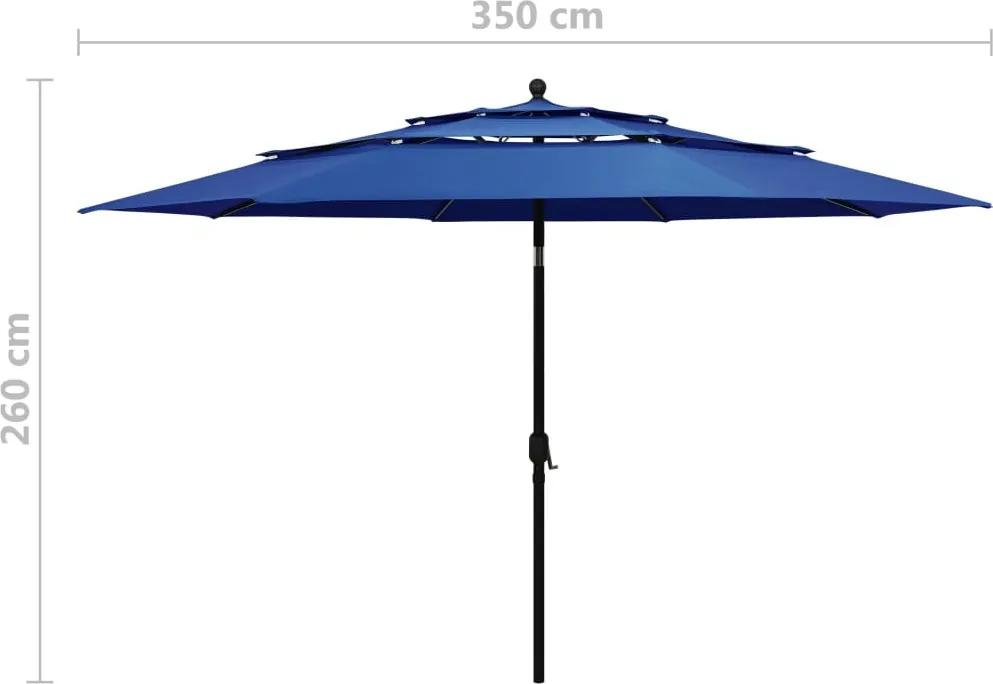 vidaXL 3stupňový slunečník s hliníkovou tyčí 3,5 m [313878] Barva: azure blue
