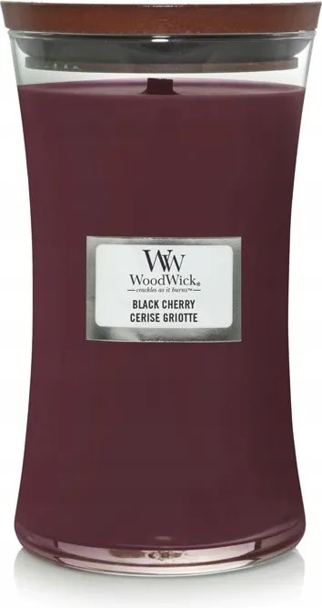 WoodWick vonná svíčka s dřevěným knotem velká Black Cherry 609 g