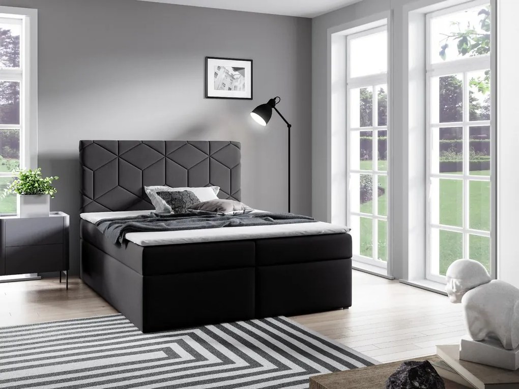 Eka Kontinentální čalouněná postel BOX - Trinity (140x200 cm) Barva látky Trinity: Červená (Trinity 2309)