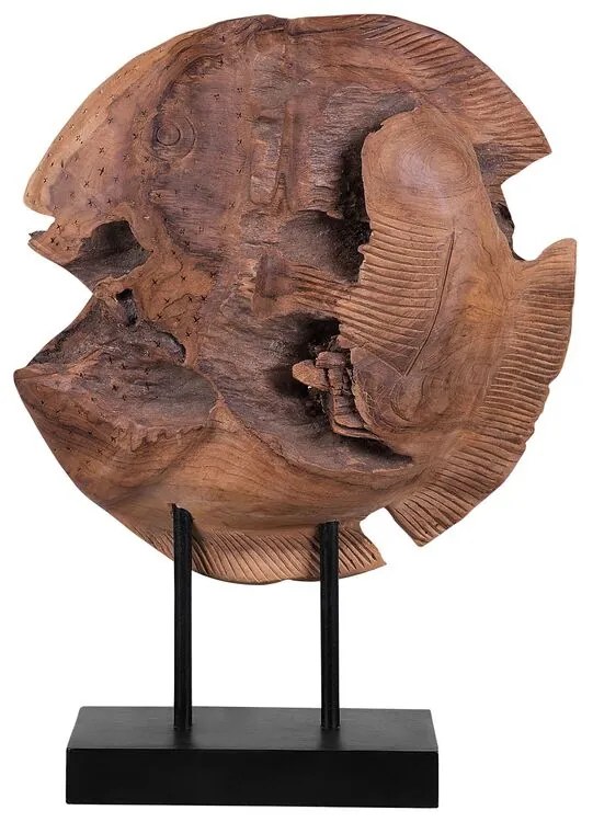 Lehká dřevěná rybí figurka PLAICE FISH Beliani