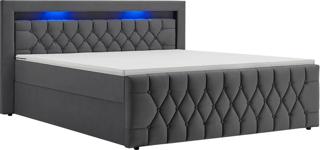 Juskys Postel boxspring Leona se sametovým potahem Barva: černá, Velikost: 140 cm